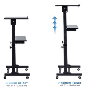 Mount-It! Mobile Stand Up Desk, Portable Podium and Presentation Lectern Height-Adjustable Multi-Purpose Standing Workstation,Black.