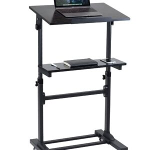 Mount-It! Mobile Stand Up Desk, Portable Podium and Presentation Lectern Height-Adjustable Multi-Purpose Standing Workstation,Black.