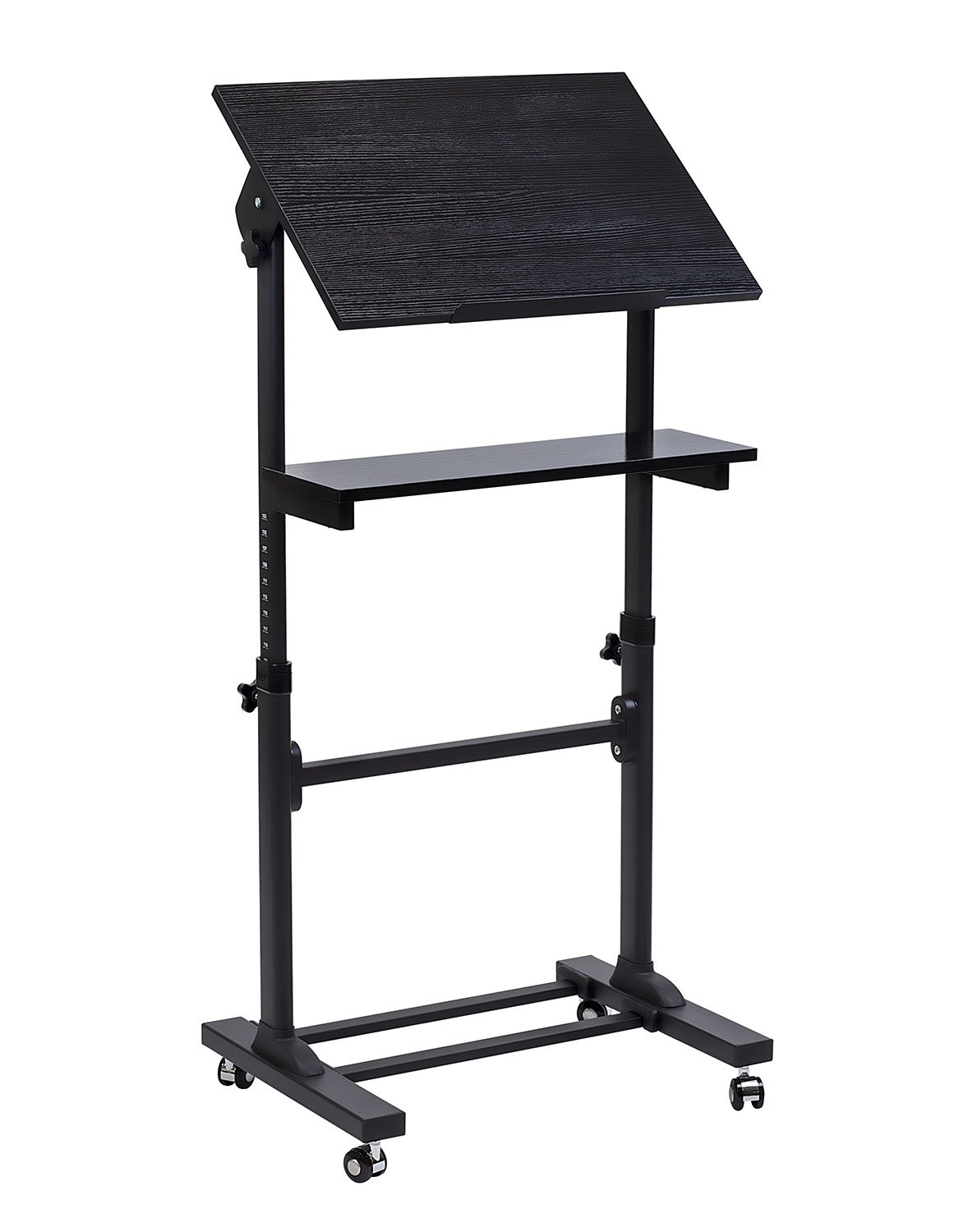 Mount-It! Mobile Stand Up Desk, Portable Podium and Presentation Lectern Height-Adjustable Multi-Purpose Standing Workstation,Black.