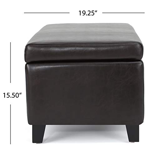 Christopher Knight Home Breanna Leather Storage Ottoman, Brown