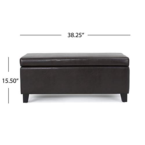 Christopher Knight Home Breanna Leather Storage Ottoman, Brown