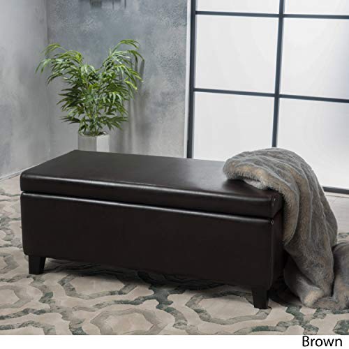 Christopher Knight Home Breanna Leather Storage Ottoman, Brown