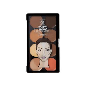 ruby kisses flawless finish with 3d contour cream makeup palette – lightweight, multi-palette, contouring foundation, creamy, sculpt &highlighting, define cheekbones (dark medium)