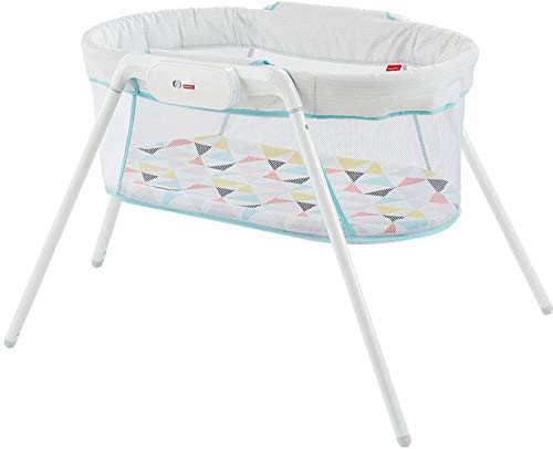 Fisher-Price Stow 'n Go Bassinet Windmill, portable baby cradle with soothing features for infants and newborns