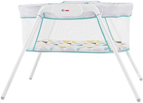 Fisher-Price Stow 'n Go Bassinet Windmill, portable baby cradle with soothing features for infants and newborns