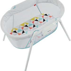 Fisher-Price Stow 'n Go Bassinet Windmill, portable baby cradle with soothing features for infants and newborns