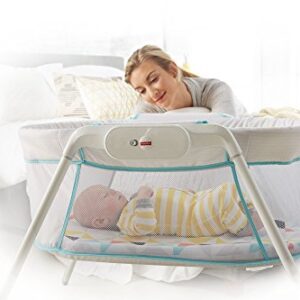 Fisher-Price Stow 'n Go Bassinet Windmill, portable baby cradle with soothing features for infants and newborns