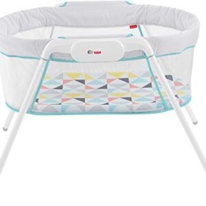 Fisher-Price Stow 'n Go Bassinet Windmill, portable baby cradle with soothing features for infants and newborns