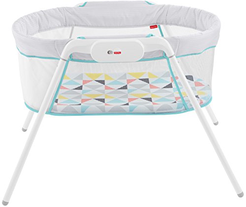 Fisher-Price Stow 'n Go Bassinet Windmill, portable baby cradle with soothing features for infants and newborns