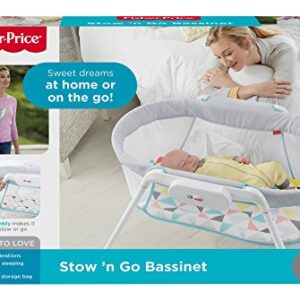 Fisher-Price Stow 'n Go Bassinet Windmill, portable baby cradle with soothing features for infants and newborns