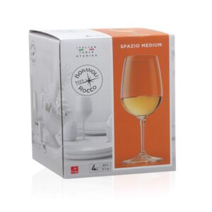 Bormioli Rocco Spazio Medium Wine Glass, 14 1/4 Ounce, Set of 4 Glassware Set, Clear