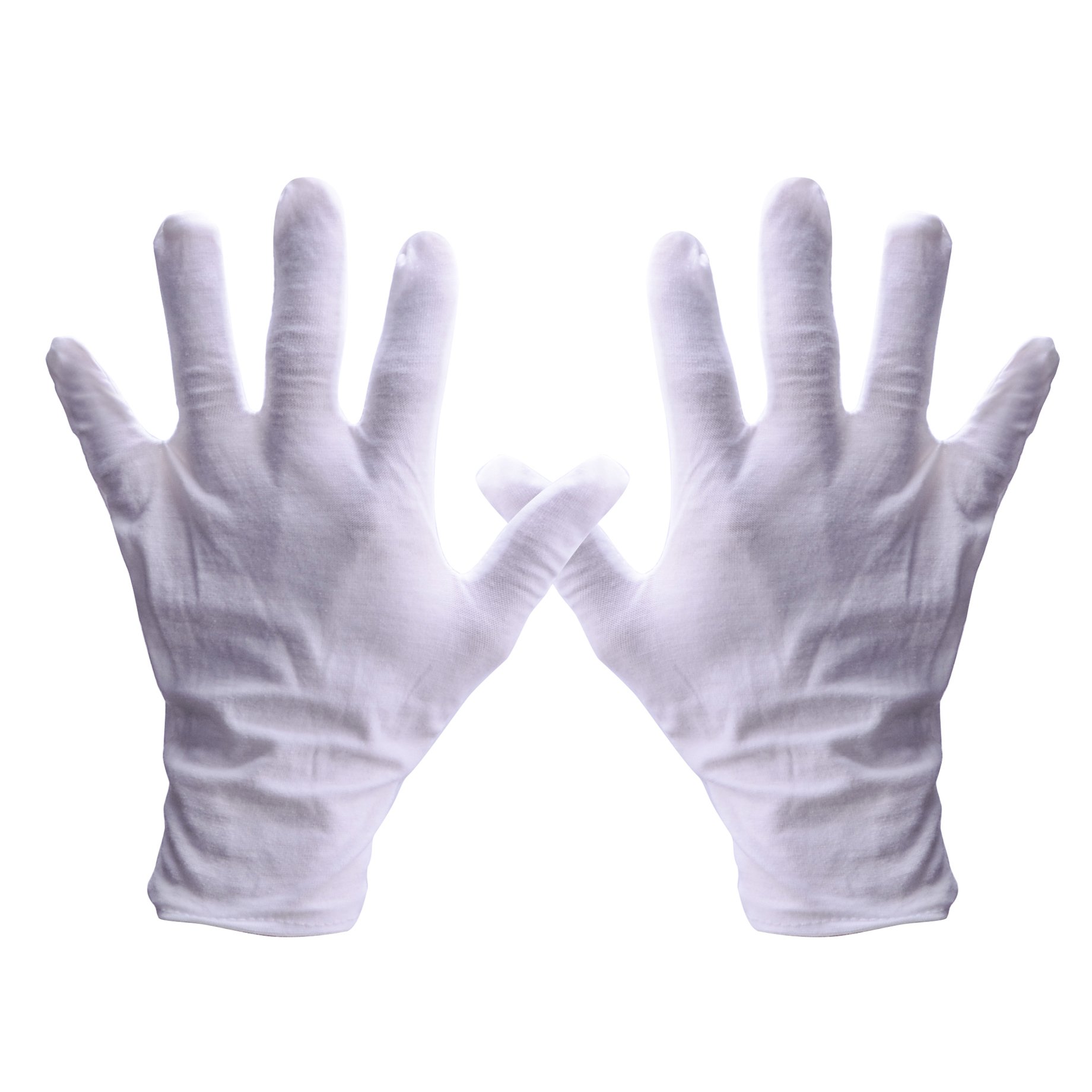 Zealor White Gloves, 12 Pairs Soft Cotton Gloves, Coin Jewelry Silver Inspection Gloves, Stretchable Lining Glove, Medium Size