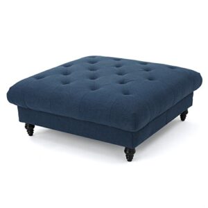 christopher knight home bordeaux fabric ottoman, dark blue dimensions: 40.50”d x 40.50”w x 16.90”h