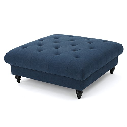 Christopher Knight Home Bordeaux Fabric Ottoman, Dark Blue Dimensions: 40.50”D x 40.50”W x 16.90”H