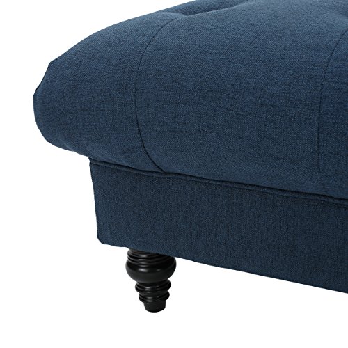 Christopher Knight Home Bordeaux Fabric Ottoman, Dark Blue Dimensions: 40.50”D x 40.50”W x 16.90”H