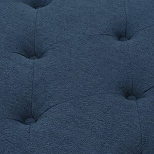 Christopher Knight Home Bordeaux Fabric Ottoman, Dark Blue Dimensions: 40.50”D x 40.50”W x 16.90”H