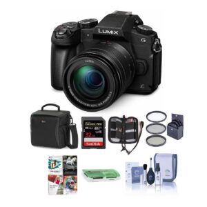 nikon lumix dmc-g85 mirrorless camera with 12-60mm f/3.5-5.6 lumix g vario power ois lens, black - bundle with bag, 32gb sdhc u3 card, cleaning kit, memory wallet, card reader, 58mm filter kit