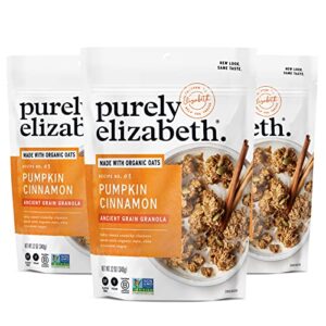 purely elizabeth, pumpkin cinnamon, ancient grain granola, gluten-free, non-gmo, 12 ounce (pack of 3)