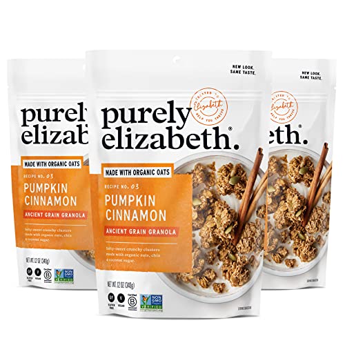 Purely Elizabeth, Pumpkin Cinnamon, Ancient Grain Granola, Gluten-Free, Non-GMO, 12 Ounce (Pack of 3)