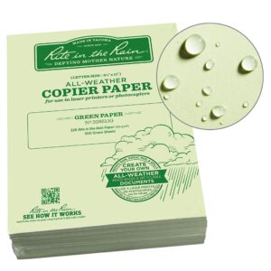 rite in the rain weatherproof laser printer paper, 8 1/2" x 11", 32# green colored printer paper, 500 sheet pack (no. 328511g)