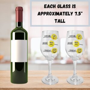 BANBERRY DESIGNS Funny Wine Glasses - Good Day Bad Day Don't Ask - Set of 2 Emoji Wine Glasses - Birthdays Anniversaries Valentines Everyday