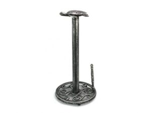 hampton nautical antique silver cast iron paper towel holder 13"-sea turtle beach decor