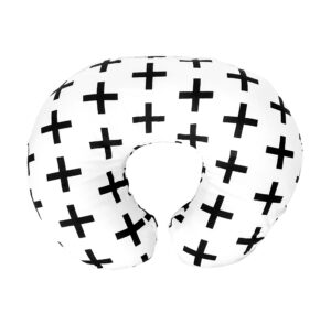 mila millie premium quality nursing pillow cover nordic swiss black cross unisex design slipcover - 100% cotton hypoallergenic - great for breastfeeding mothers - fits boppy pillow