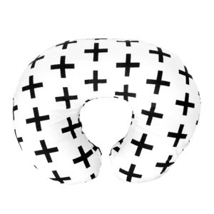 Mila Millie Premium Quality Nursing Pillow Cover Nordic Swiss Black Cross Unisex Design Slipcover - 100% Cotton Hypoallergenic - Great for Breastfeeding Mothers - Fits Boppy Pillow