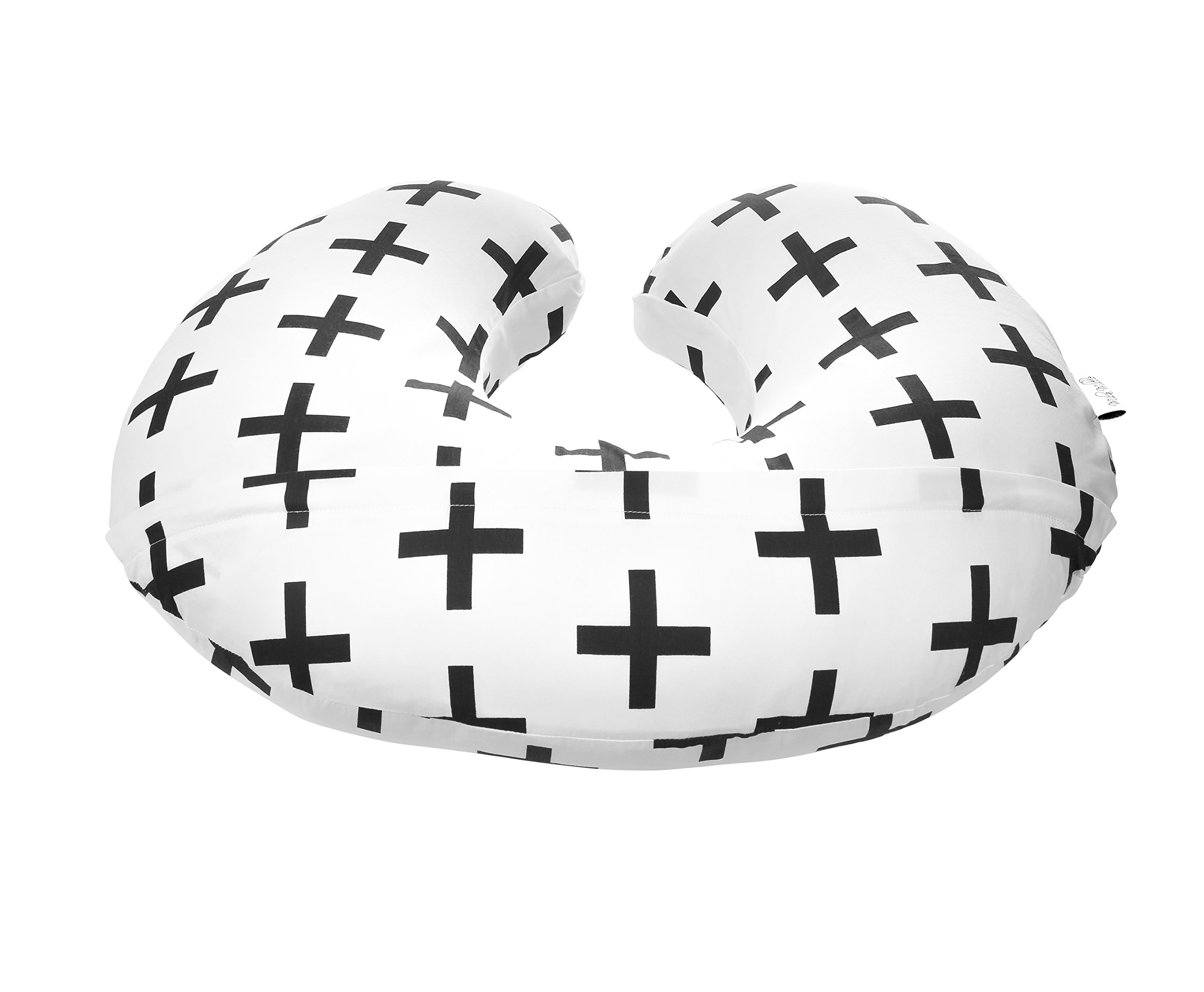 Mila Millie Premium Quality Nursing Pillow Cover Nordic Swiss Black Cross Unisex Design Slipcover - 100% Cotton Hypoallergenic - Great for Breastfeeding Mothers - Fits Boppy Pillow