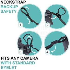 HiiGuy Camera Strap, Adjustable Padded Sling for All SLR and DSLR Cameras, Neck and Shoulder Strap, 32 Inches Long, with Screw Mount, Safety Tether