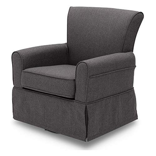 Delta Children Upholstered Glider Swivel Rocker Chair, Charcoal