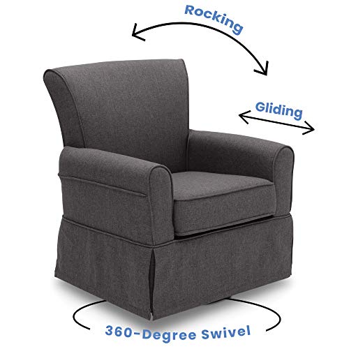 Delta Children Upholstered Glider Swivel Rocker Chair, Charcoal