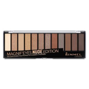 rimmel london magnif'eyes eyeshadow palette, 12 shades, blendable formula, versatile, 001, nude, 0.5oz