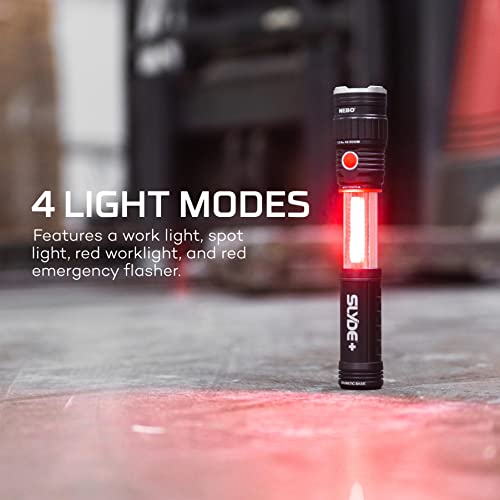 NEBO SLYDE+ 300 Lumen LED Flashlight & Red COB Work Light, 4x Zoom & Strong Magnetic Base, EDC Flashlight, Camping Light, LED Emergency Light