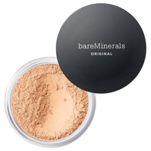 bareminerals original loose powder foundation spf 15, lightweight mineral loose powder foundation makeup, buildable coverage, talc free, vegan