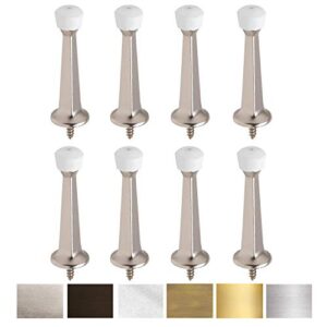 liberty premium door stoppers metal solid rigid door stop brushed 3" (satin nickel, 8 pack)