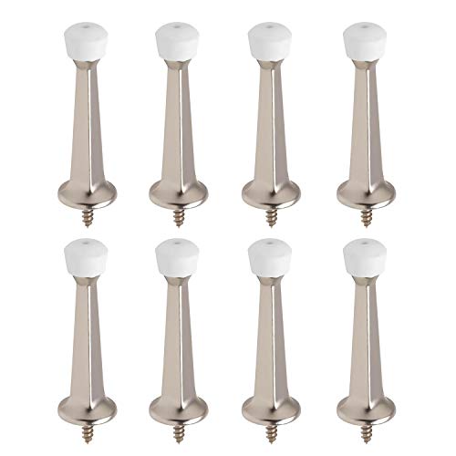 Liberty Premium Door Stoppers Metal Solid Rigid Door Stop Brushed 3" (Satin Nickel, 8 Pack)