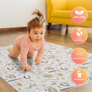 Minimono Baby Splat Mat for Under High Chair - 30 Pcs Disposable and Waterproof Splash Mats - 40"x47" Multipurpose Activity Mat for Picnic Art Craft - Baby Led Weaning Supplies (Penguins)