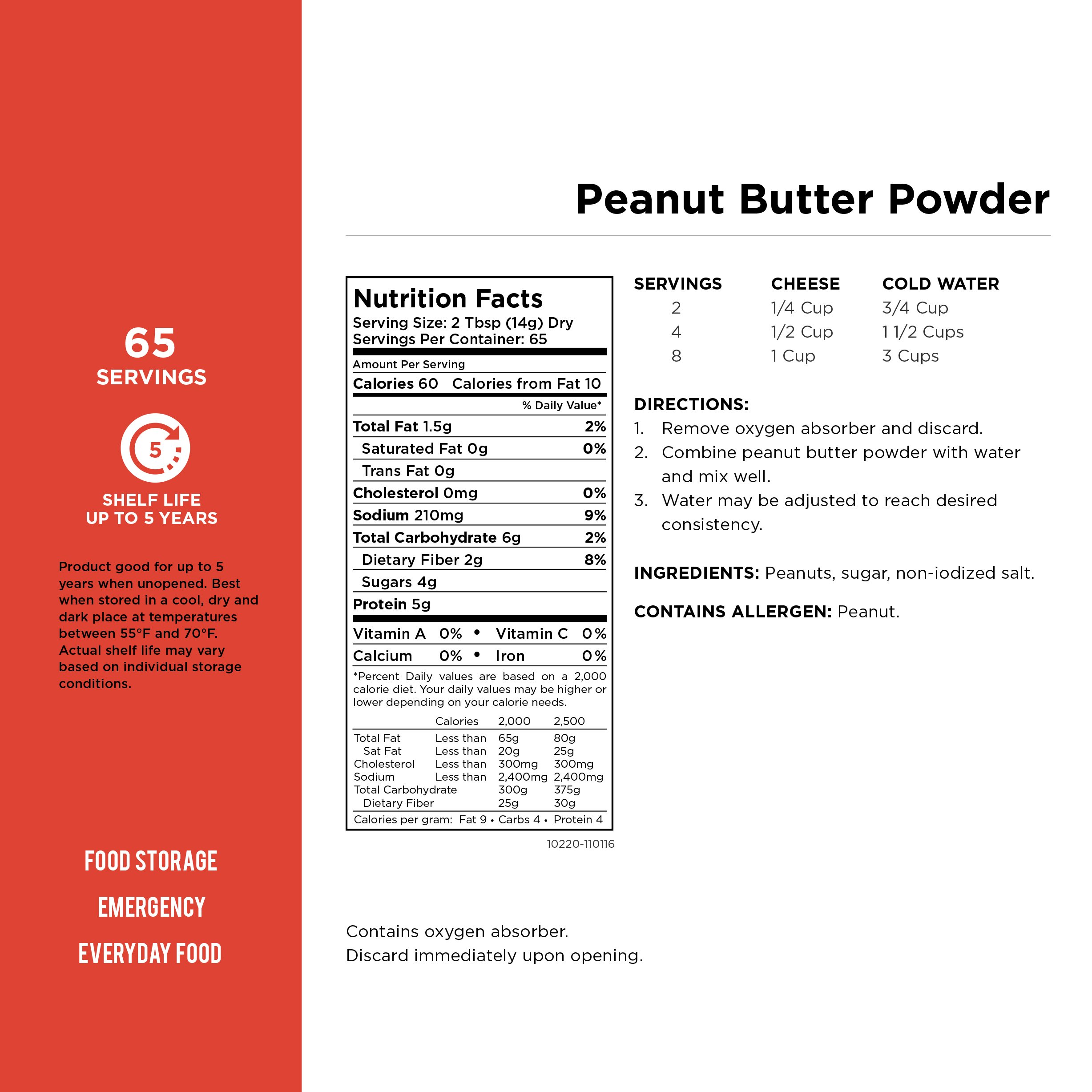 Augason Farms Peanut Butter Powder 2 lbs No. 10 Can