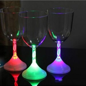 LED Light Up Flashing Wine Goblet Wine Glasses Plastic Flashing Cups 8 oz, Set of 6