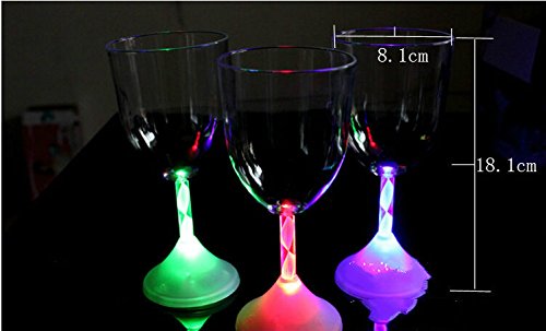 LED Light Up Flashing Wine Goblet Wine Glasses Plastic Flashing Cups 8 oz, Set of 6