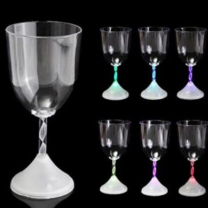 LED Light Up Flashing Wine Goblet Wine Glasses Plastic Flashing Cups 8 oz, Set of 6