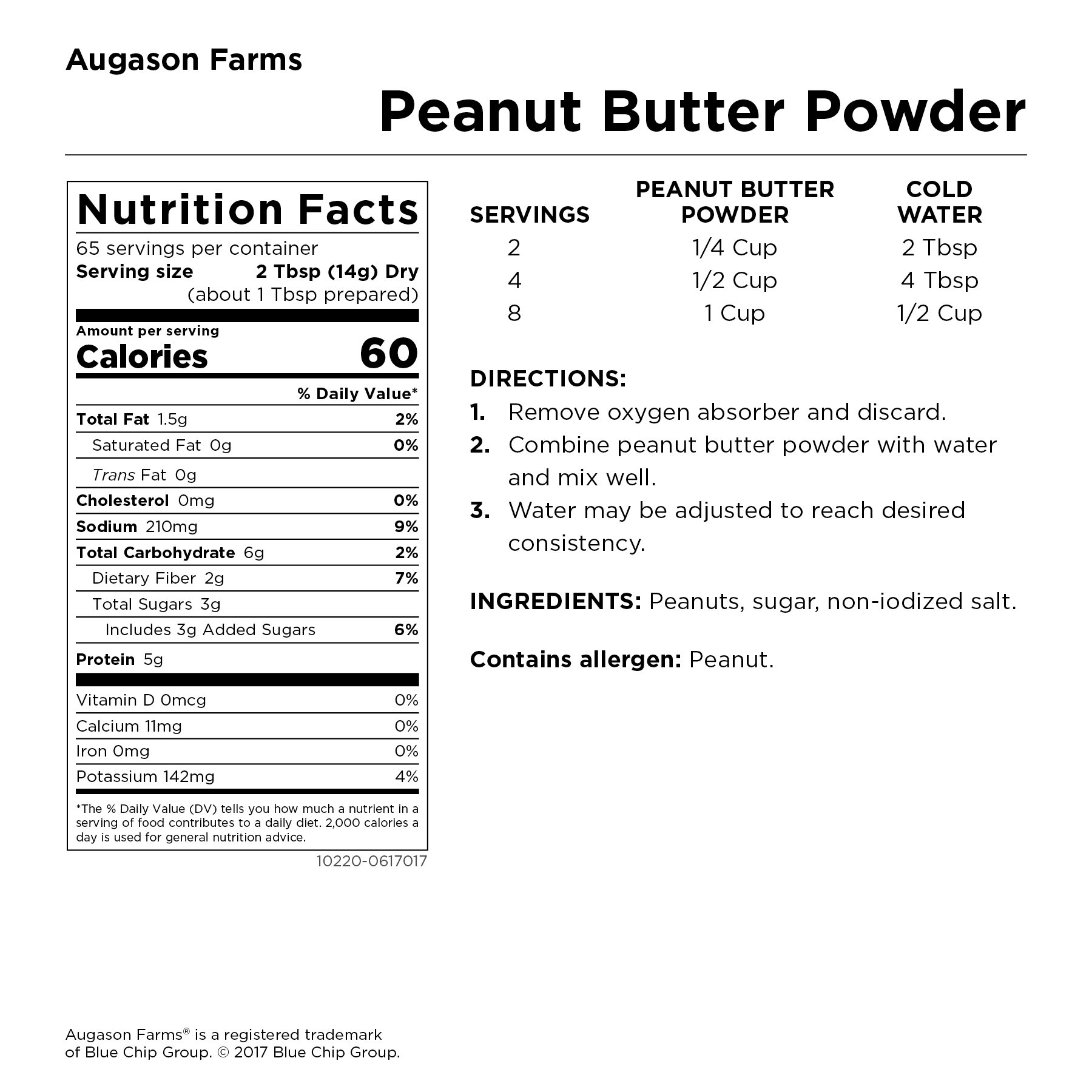 Augason Farms Peanut Butter Powder 2 lbs No. 10 Can