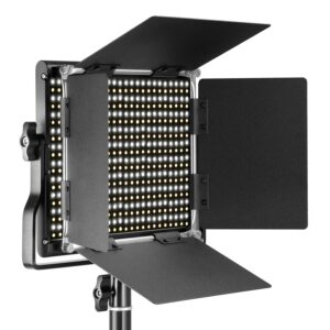 neewer professional metal bi-color led video light for studio, youtube, product photography, video shooting, durable metal frame, dimmable 660 beads, with u bracket and barndoor, 3200-5600k, cri 96+