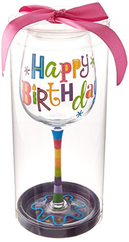 Burton and Burton 1728312 Birthday Glitz Wine Glass, 1 Count (Pack of 1)