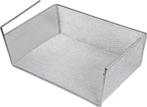 ybm home under shelf basket (2-pack) mesh stainless steel storage under cabinet hanging basket rack maximize space in cabinets, pantry room, bathroom, laundry room, and more, 1131