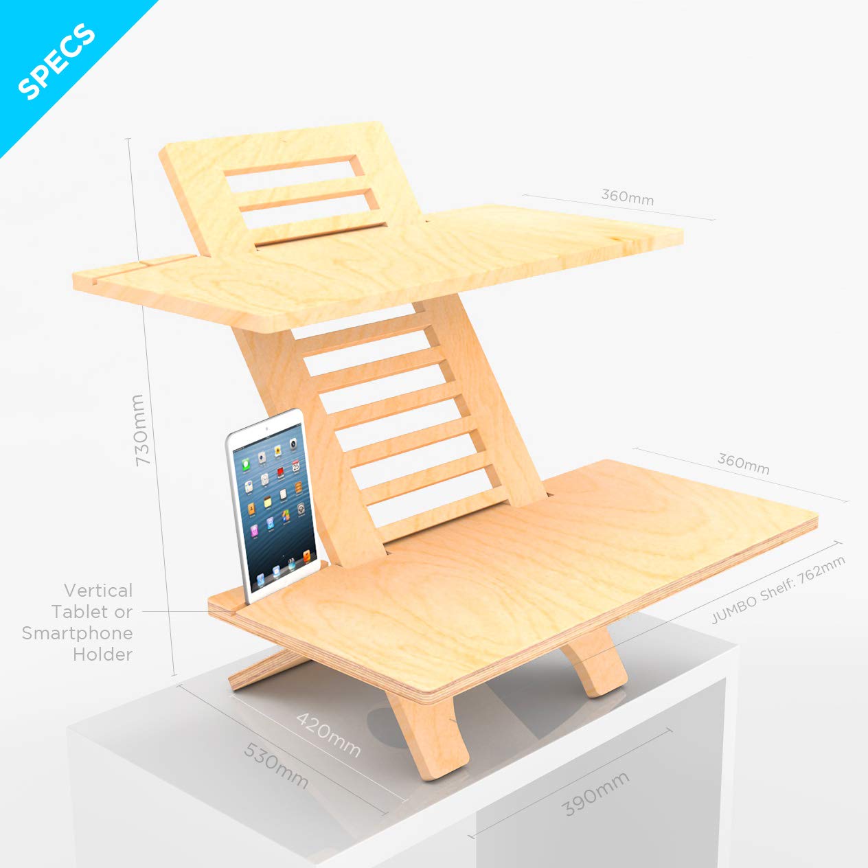 Jumbo DeskStand Standing Desk Height Adjustable Sit-Stand Desk Converter, Ergonomic Furniture