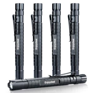 enjoydeal 5pcs led pen light flashlight ultra slim 1000lm penlight waterproof pocket flashlight for indoor outdoor inspection work repair and emergency 5.5inch