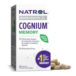 natrol cognium memory silk protein hydrolysate 100mg, dietary supplement for brain health support, 60 tablets, 30 day supply