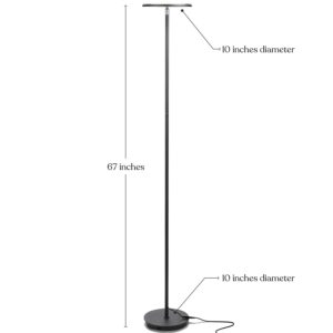 Brightech Sky Flux Dimmable LED Floor Lamp – Super Bright Floor Lamp for Living Room and Offices – Torchiere Standing Lamp with 3 Light Options, Tall Lamp for Bedroom Reading and More - Black